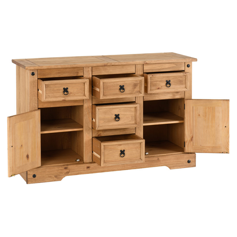 Millwood Pines Odelie Solid Wood Farmhouse Buffet Cabinet Sideboard 2 Doors 5 Drawers & Reviews ...